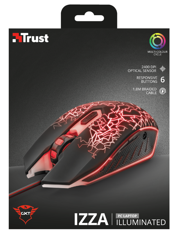 Mouse Gamer Trust Gxt 105 Izza Illuminated Negro - Prophone