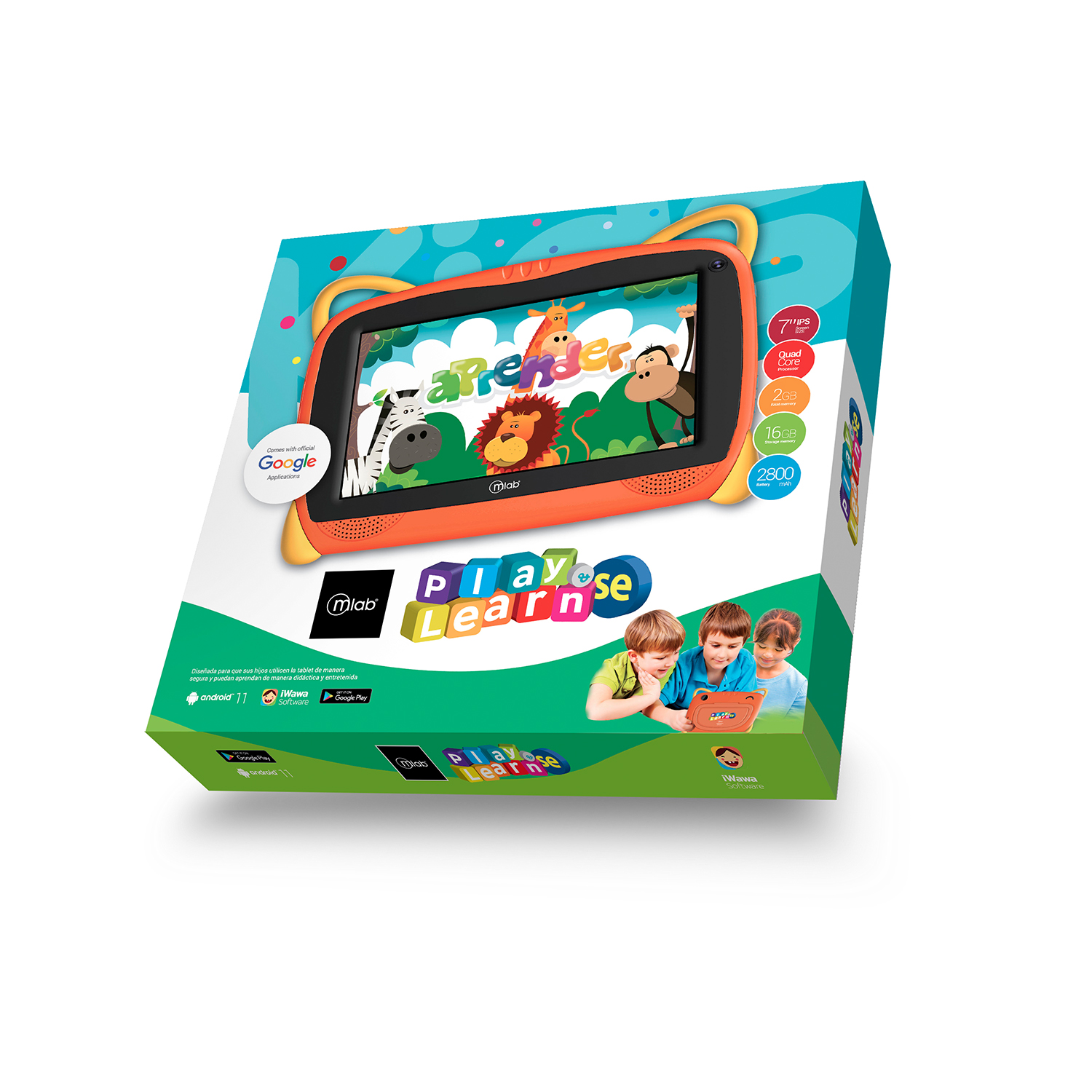 Tablet Microlab Kids Play & Learn Se 16gb Rom 2gb Ram 7 Pulgadas ...