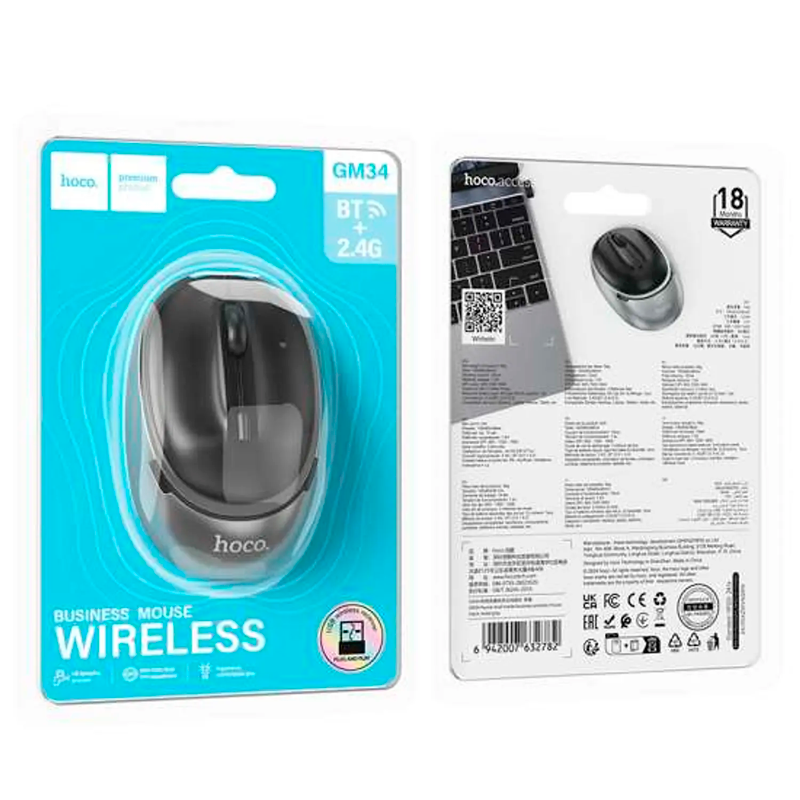 Mouse Hoco Dual Bluetooth Wireless Gm34 Negro - Prophone