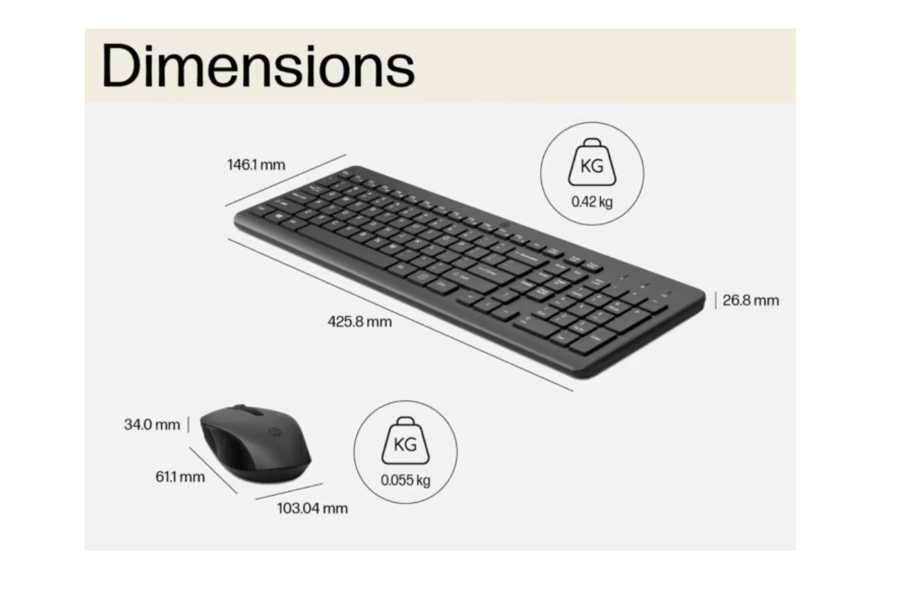 Kit Teclado + Mouse Inalambrico Hp 330 (2V9E6AA) Negro - Prophone